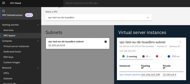 How to create a single virtual server instance (VSI) in a virtual ...