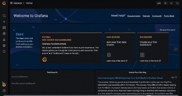 Example for an installation and an initial configuration of the Grafana ...